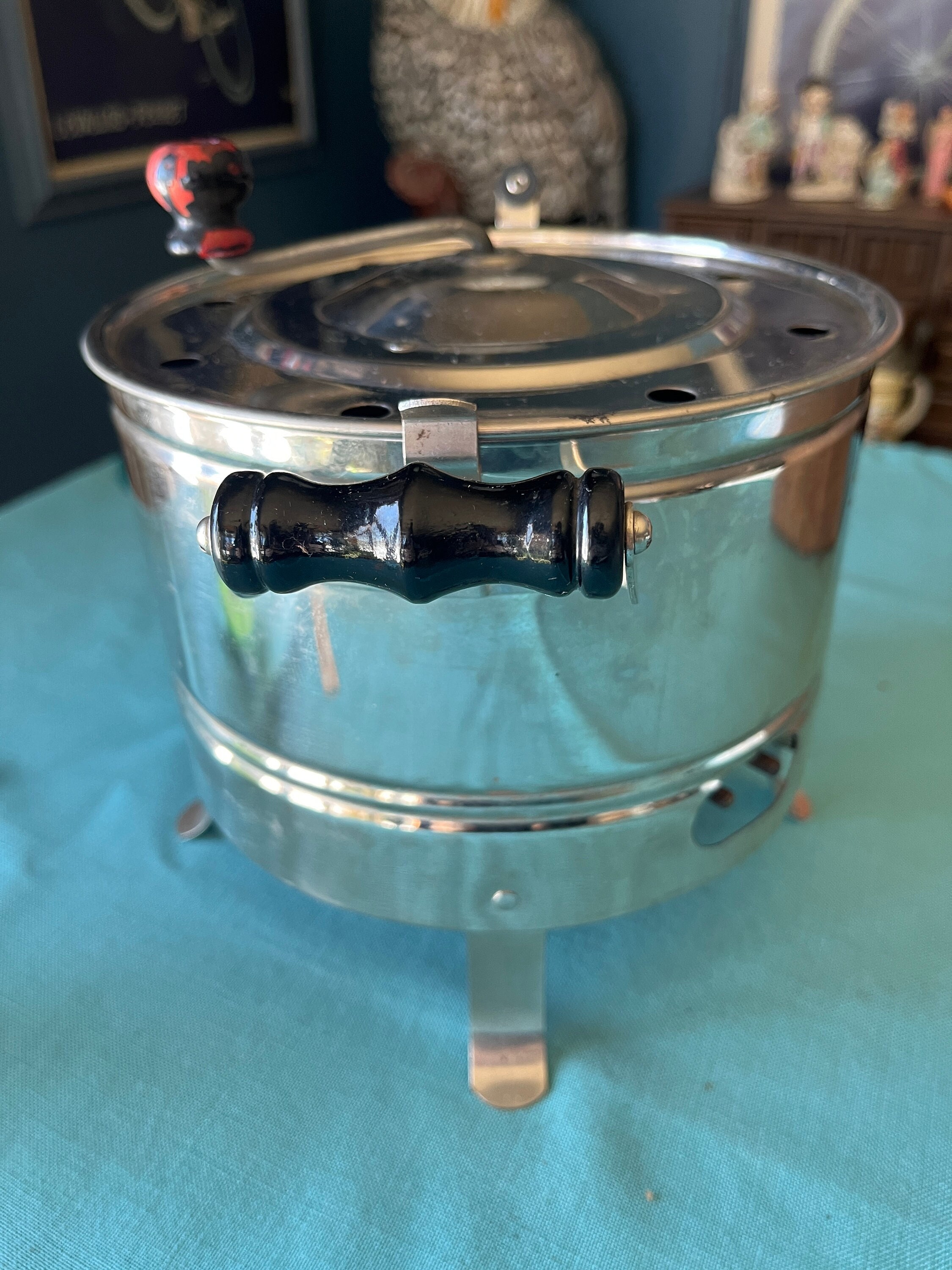 Vintage Popcorn Popper Electric Retro Appliance Chrome Corn Cooker Hand ...