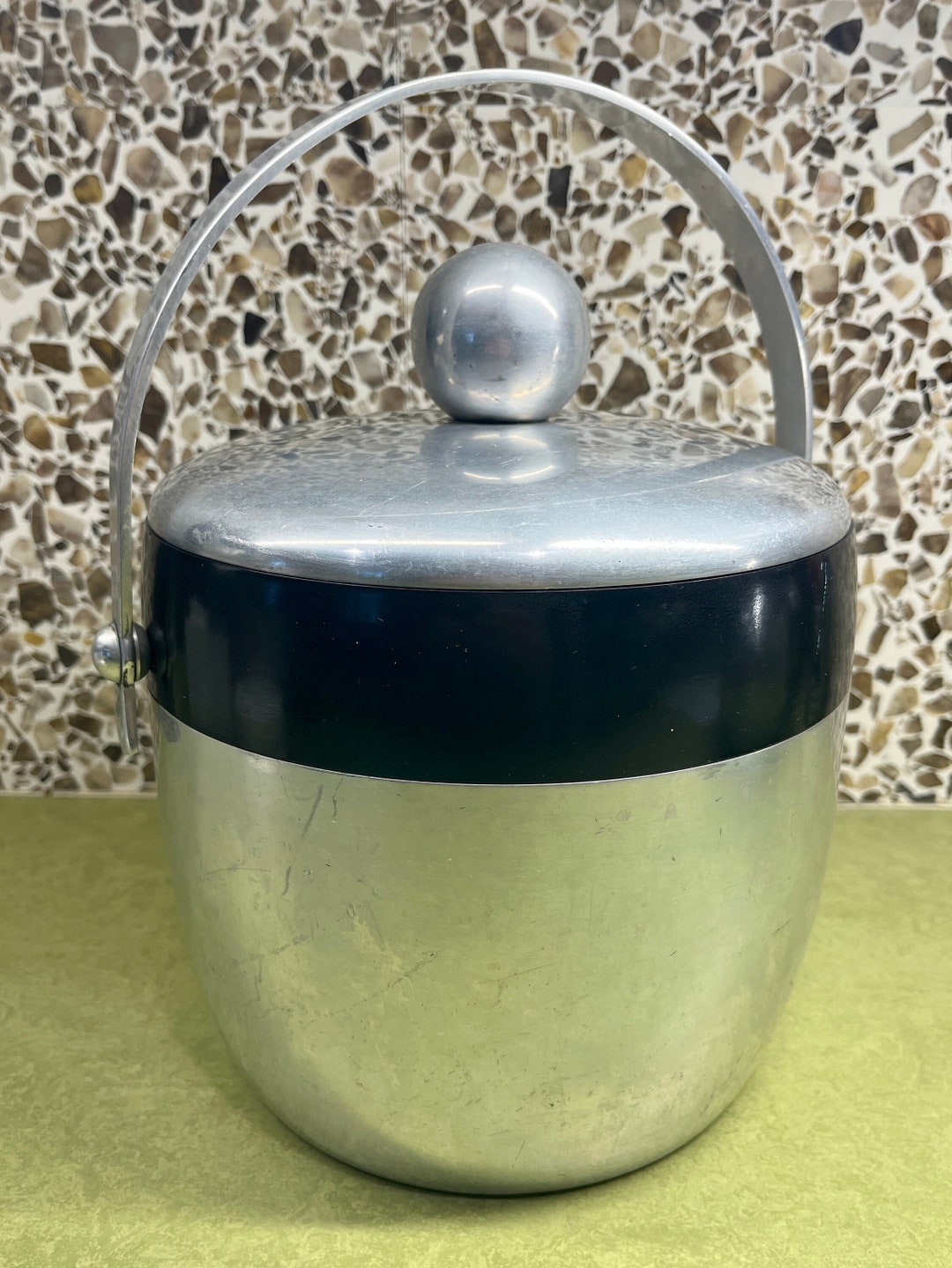 Vintage Kromex Ice Bucket Art Deco Style Chrome With Black Retro ...