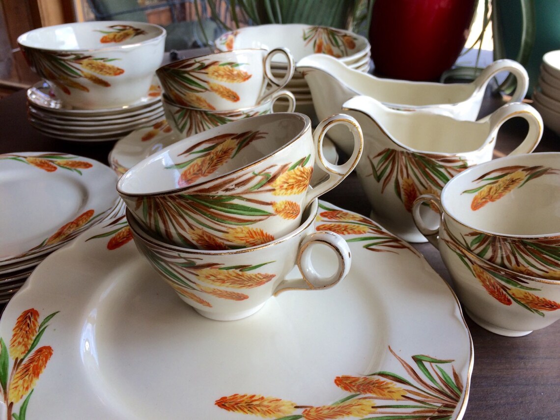 Vintage Grindley England Dinnerware Set, Creampetal China, Wheat Design ...