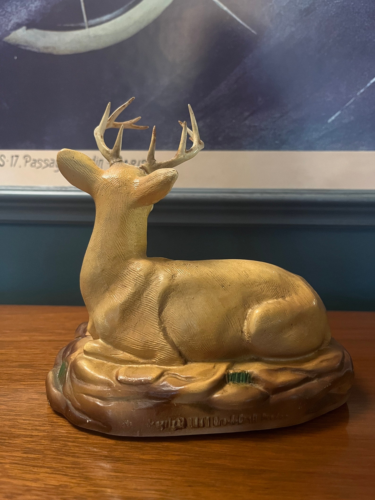 Chalkware Deer Ashtray MCM Pottery Stag Figurine Vintage Mid Century ...