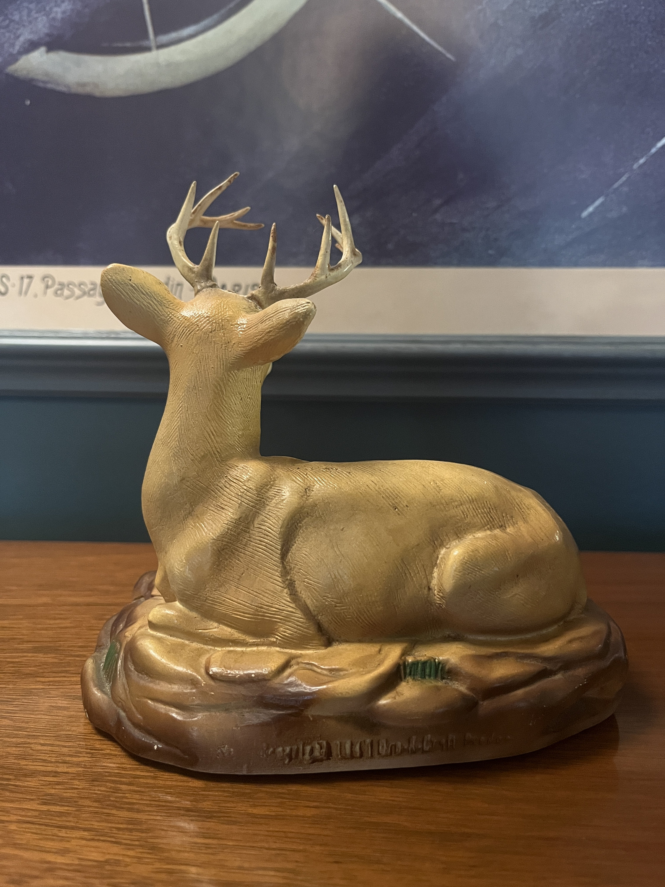 Chalkware Deer Ashtray MCM Pottery Stag Figurine Vintage Mid Century ...