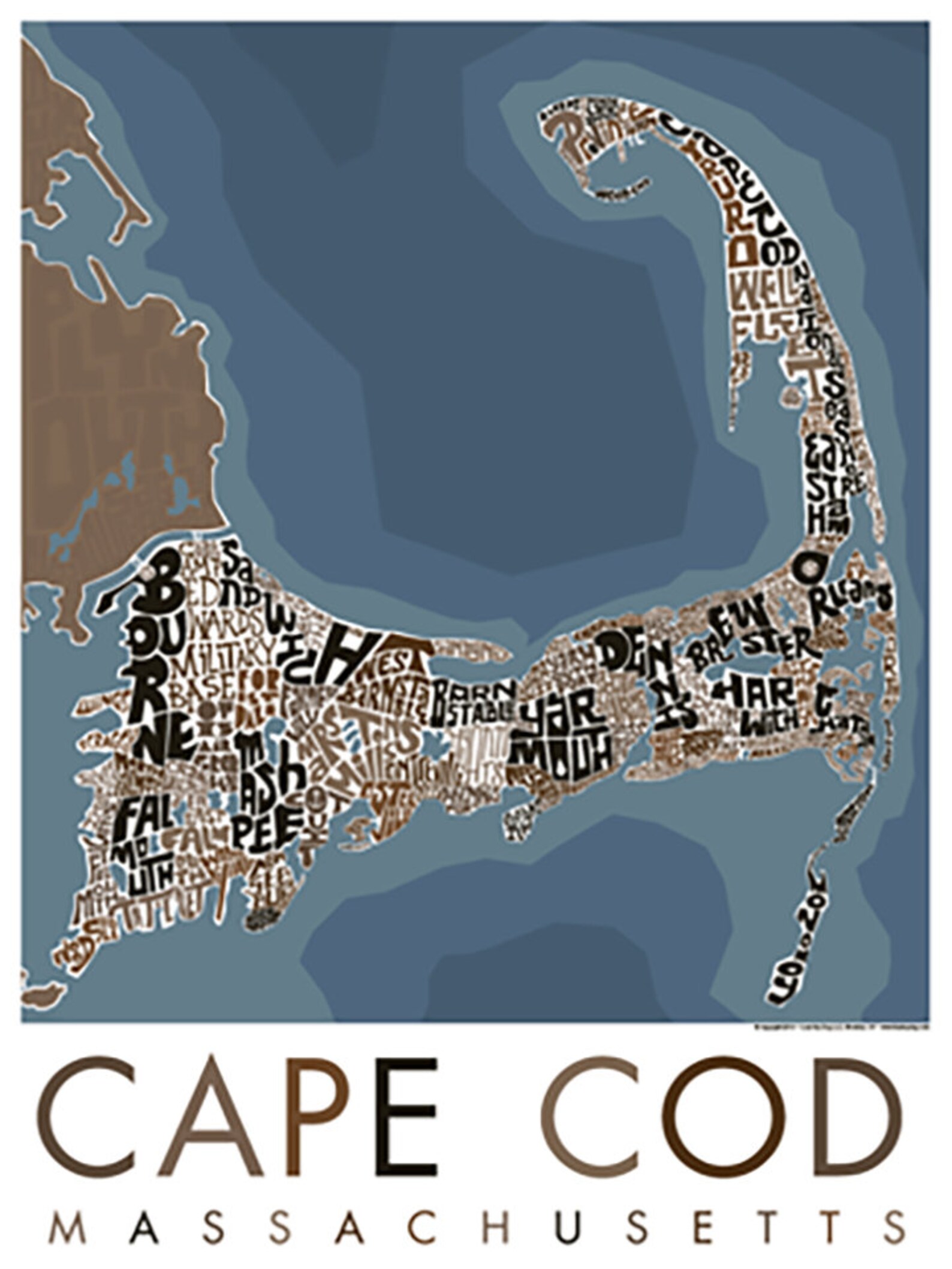 Cape Cod Type Map - Etsy