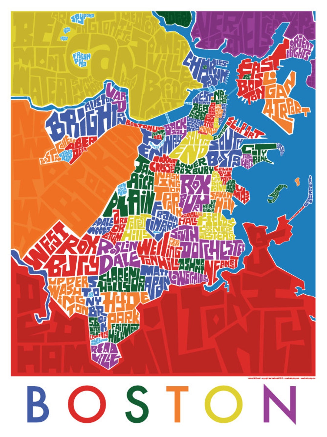 Boston Type Map - Etsy