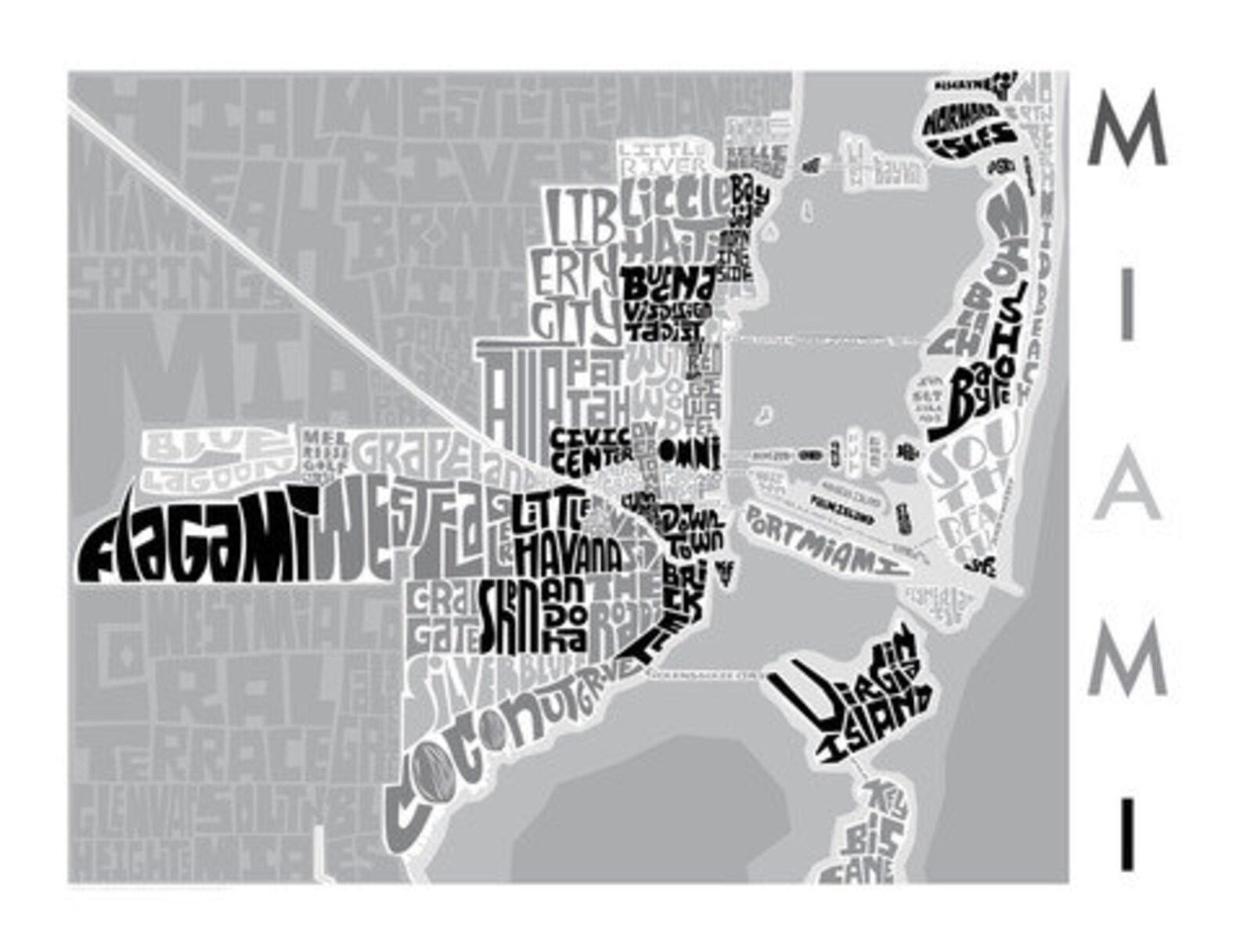 Miami Type Map - Etsy