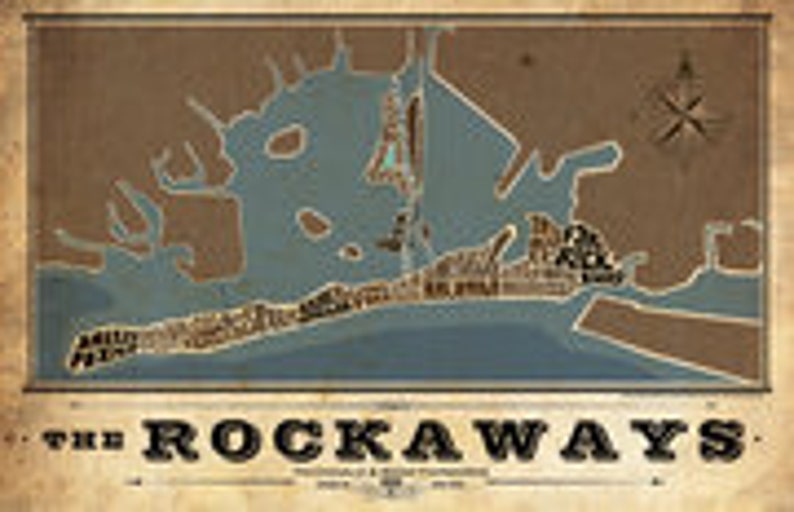 Rockaway Queens Typography Map - Etsy