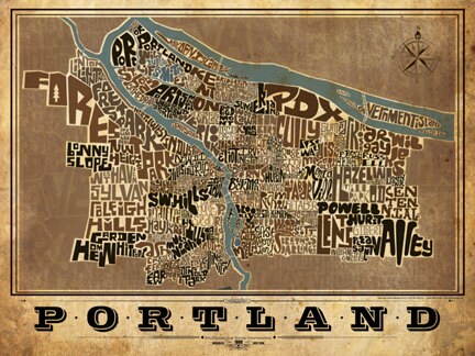 Portland Type Map - Etsy