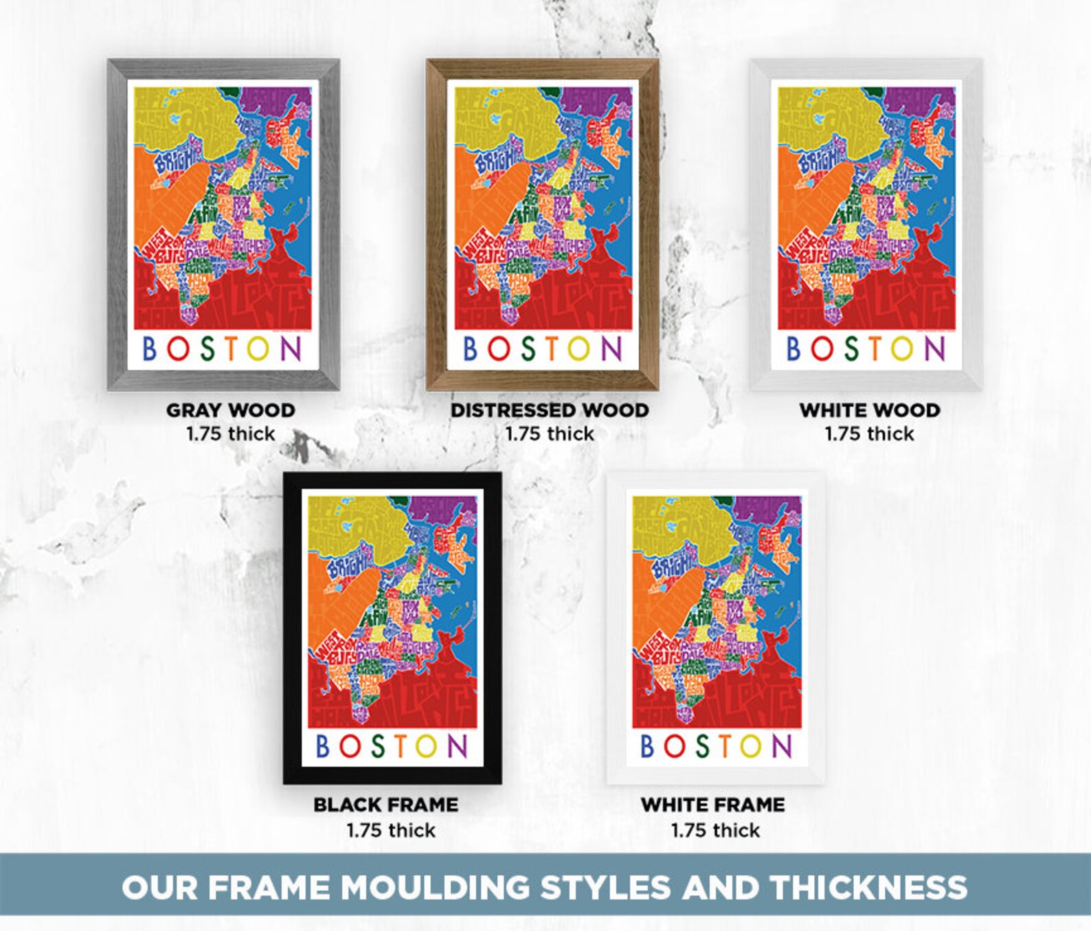 Boston Type Map - Etsy