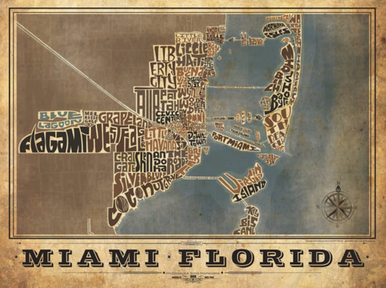 Miami Type Map - Etsy