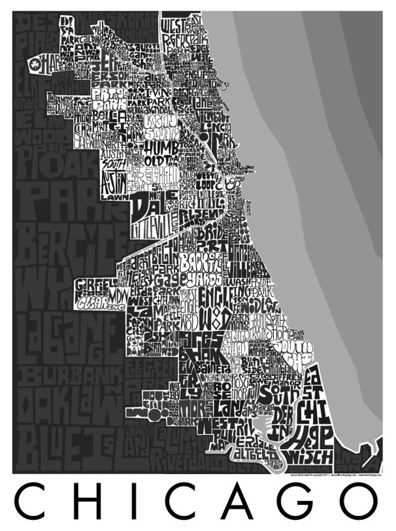 Chicago Type Map - Etsy