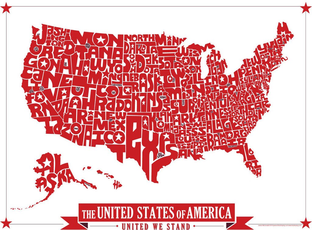 United States Type Map - Etsy