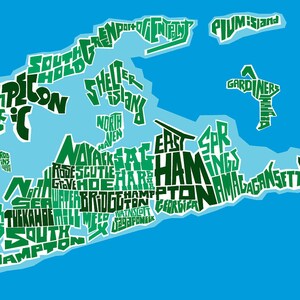 Long Island Town Typography Map - Etsy