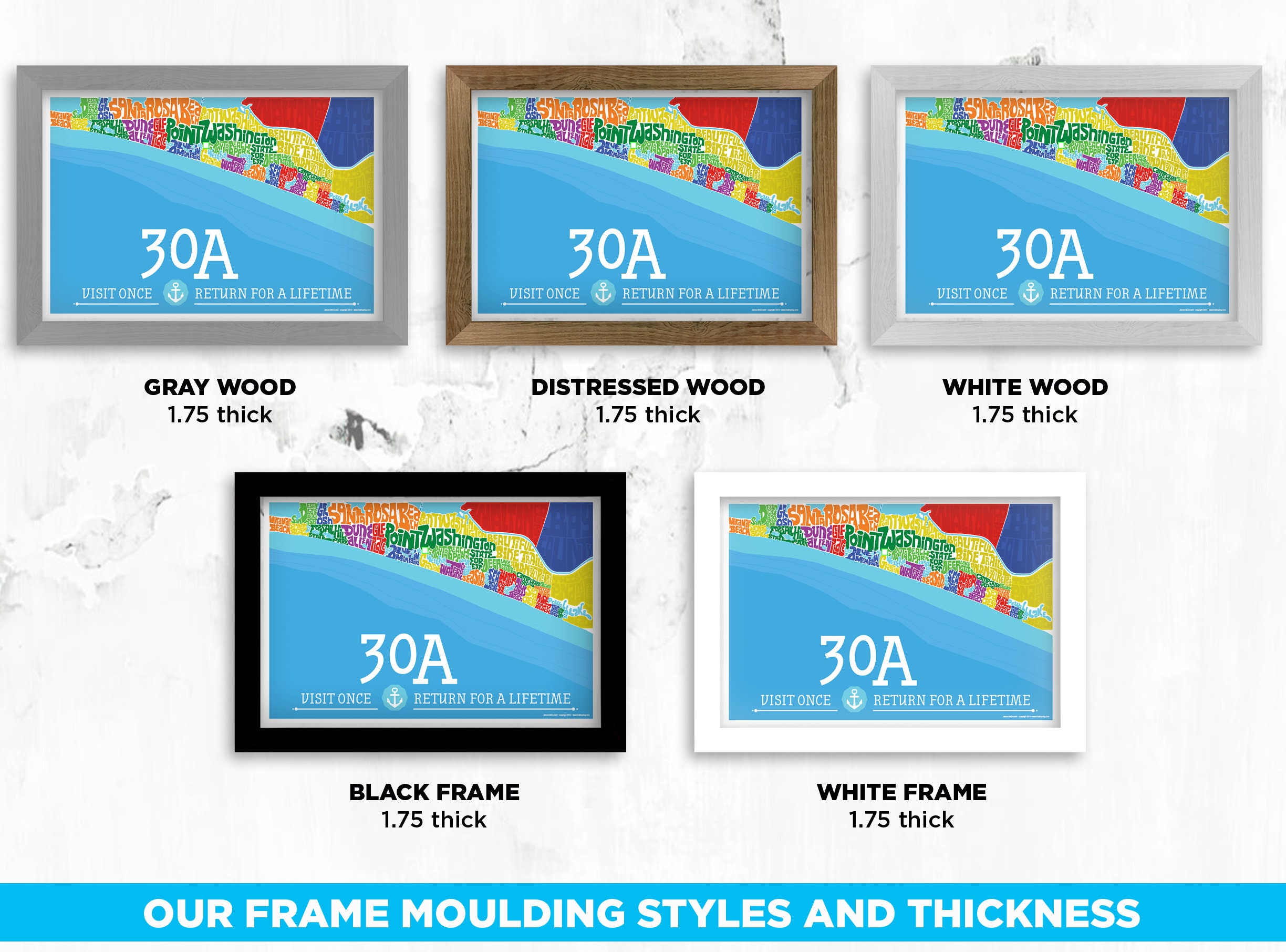 30A Florida Type Map - Etsy