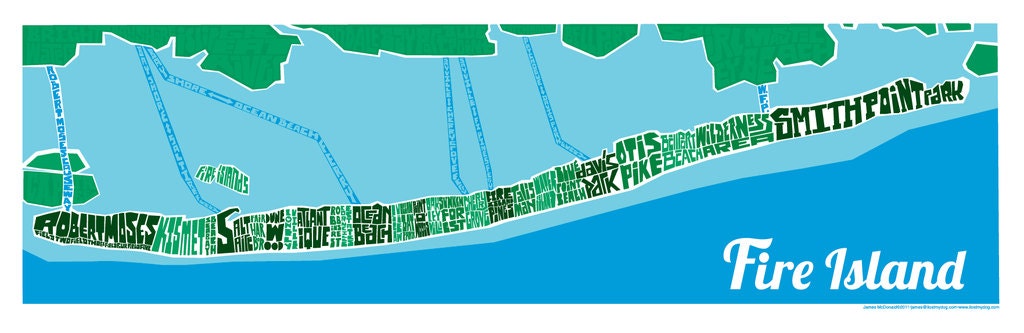 Fire Island Type Map - Etsy