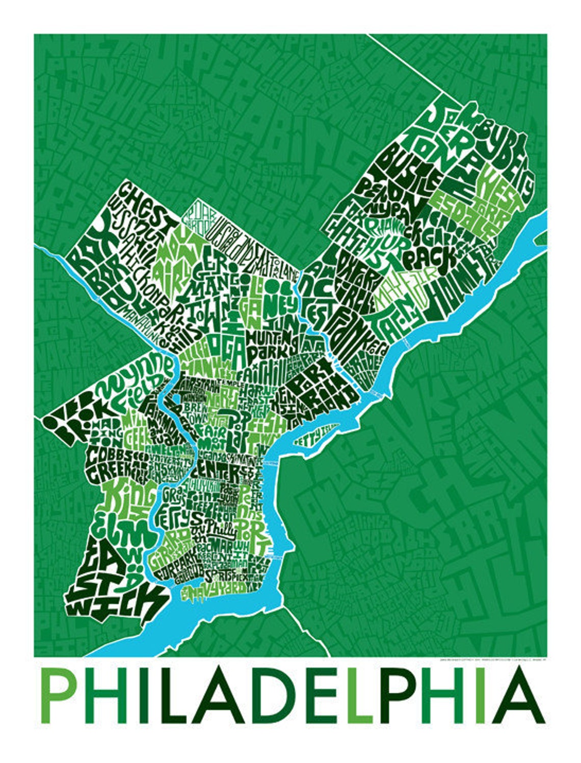 Philadelphia Type Map - Etsy