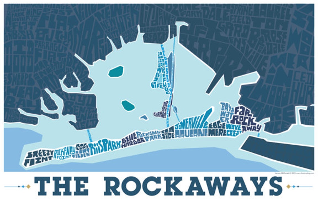 Rockaway Queens Typography Map - Etsy