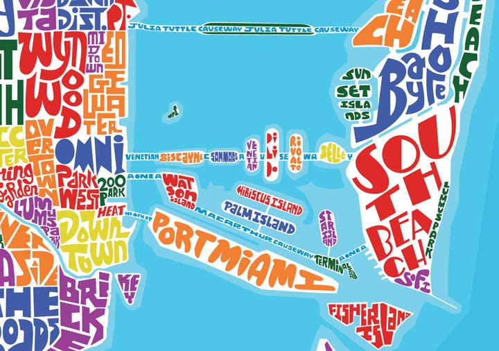 Miami Type Map - Etsy