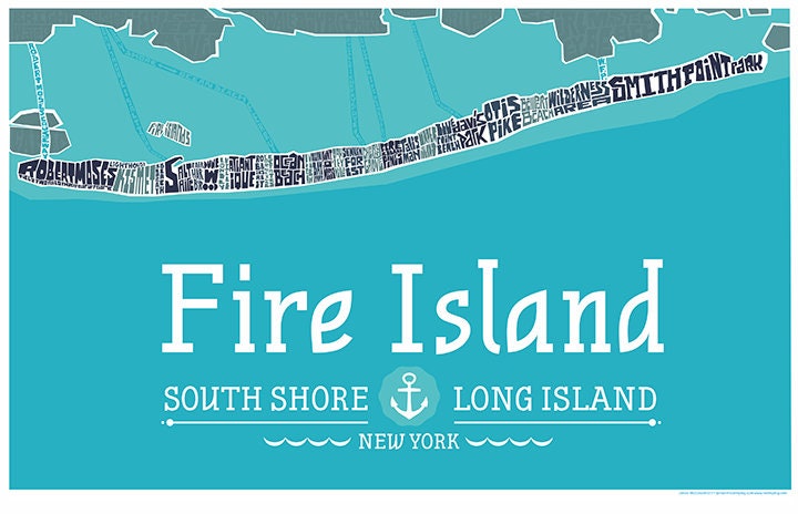 Fire Island Type Map - Etsy