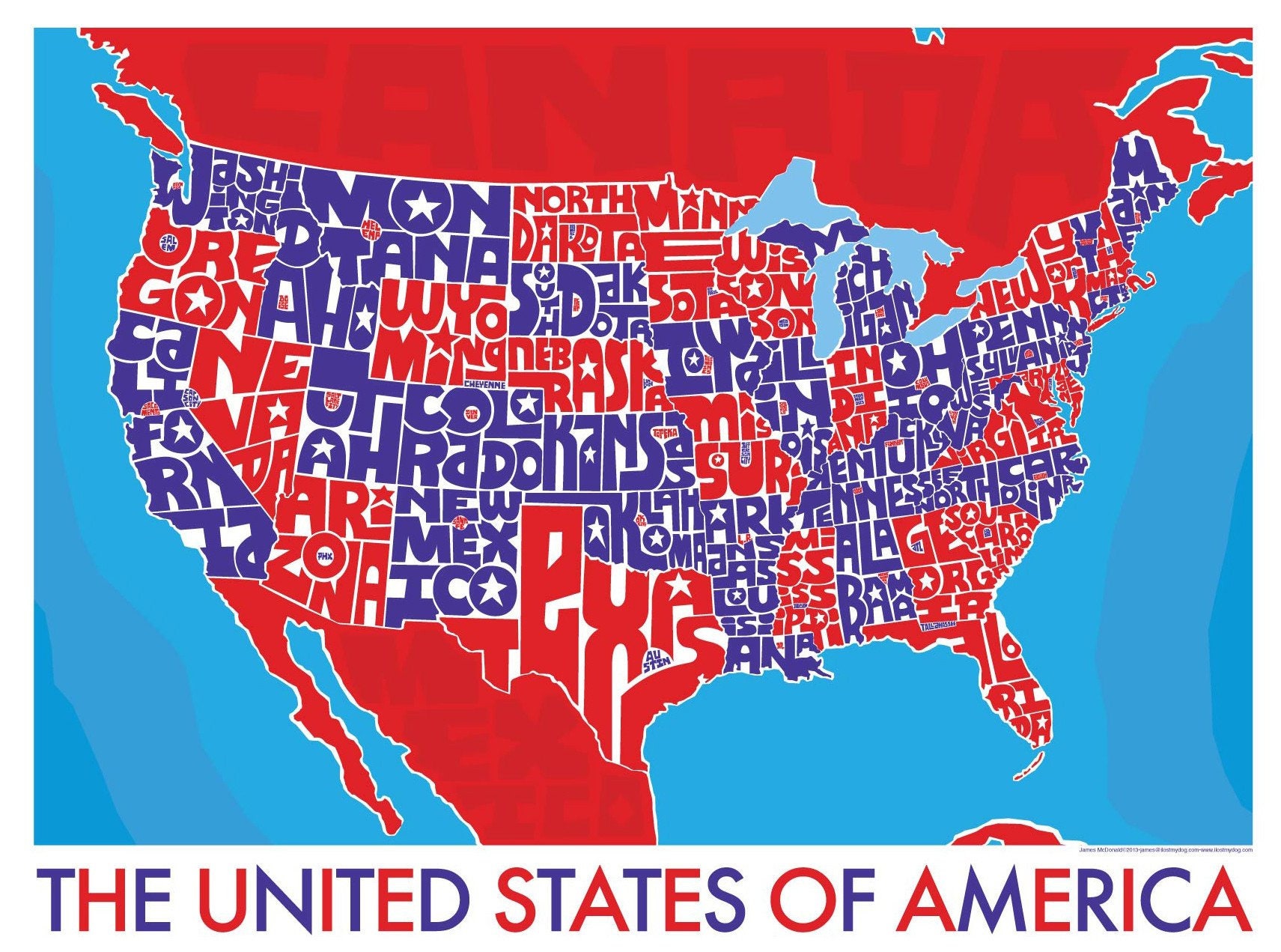 United States Type Map - Etsy