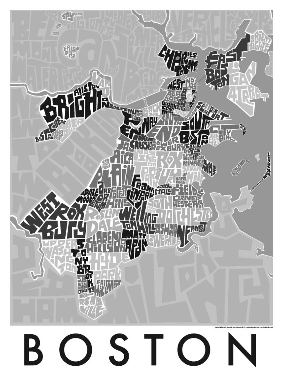 Boston Type Map - Etsy