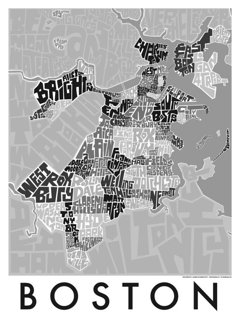 Boston Type Map - Etsy