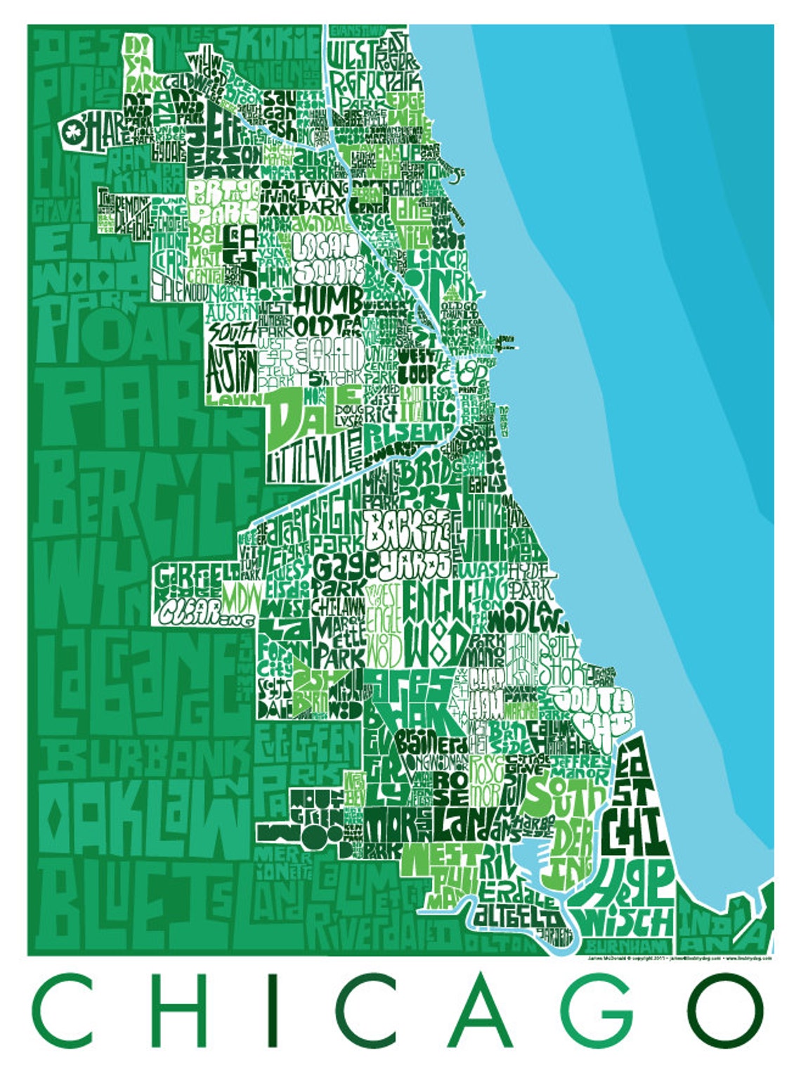 Chicago Type Map - Etsy