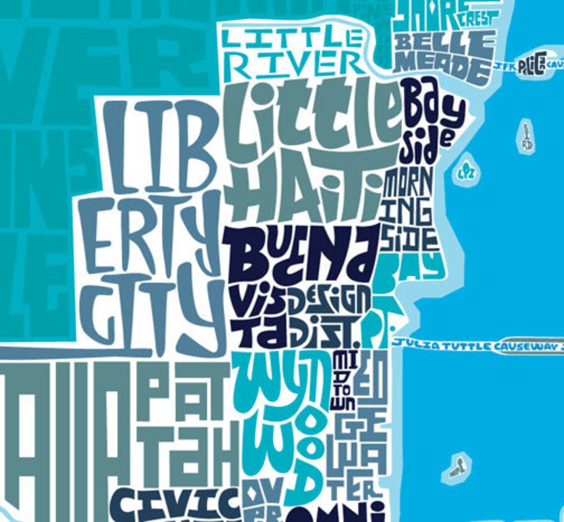 Miami Type Map - Etsy