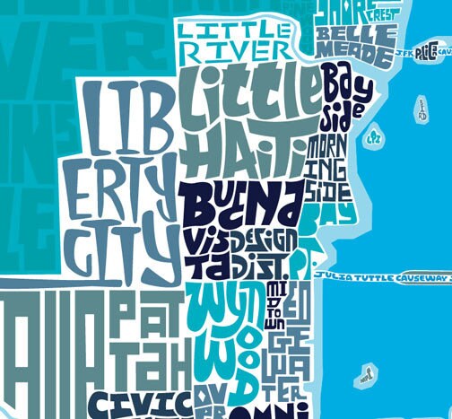 Miami Type Map - Etsy