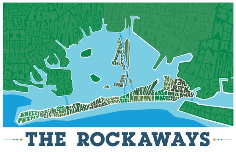 Rockaway Queens Typography Map - Etsy