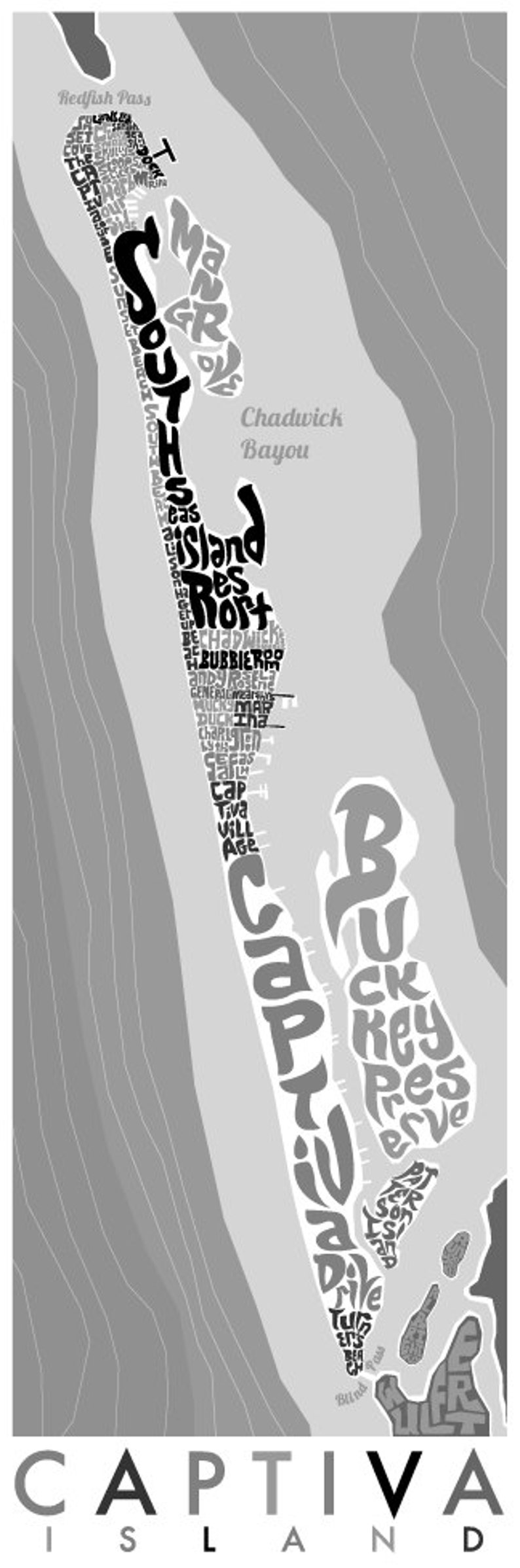 Captiva Island Type Map - Etsy