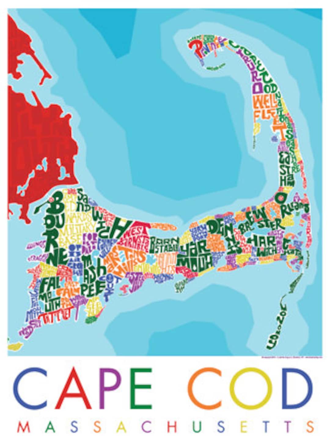 Cape Cod Type Map - Etsy