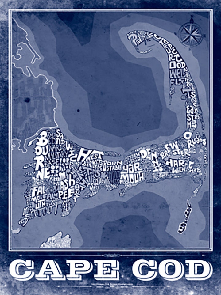 Cape Cod Type Map - Etsy