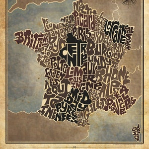 France Type Map - Etsy