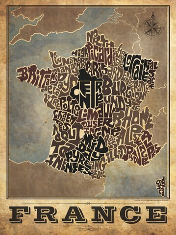 France Type Map - Etsy