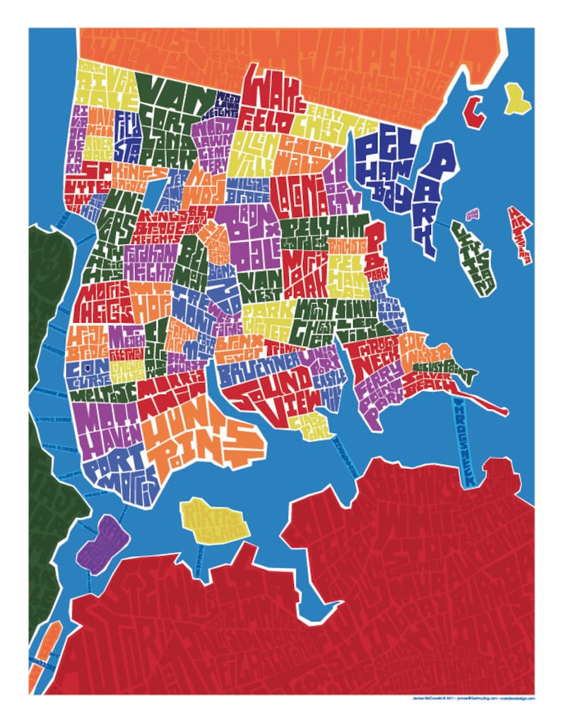 Bronx Neighborhood Type Map - Etsy