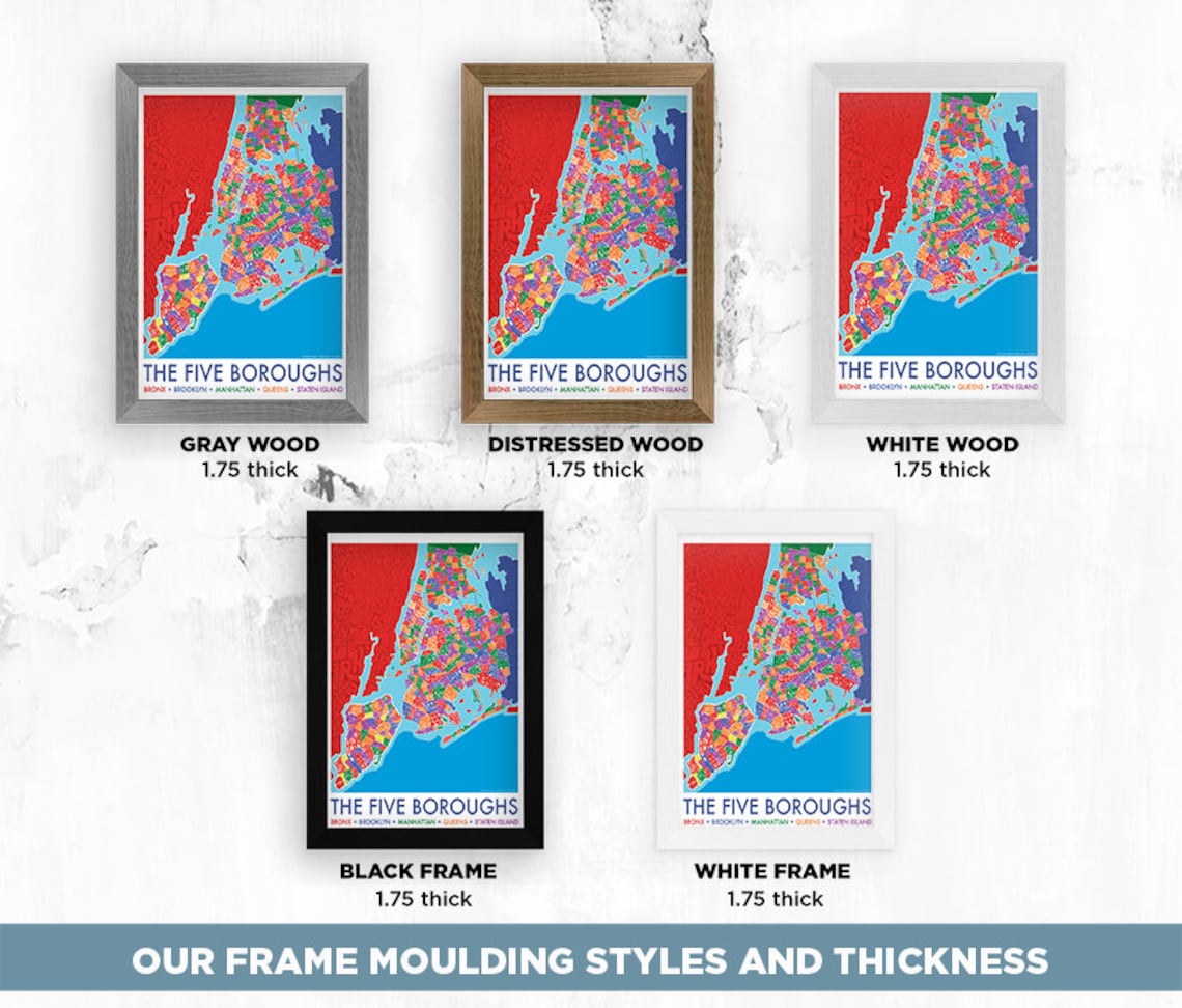 5 Borough Neighborhood Type Map - Etsy