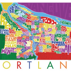 Portland Type Map - Etsy
