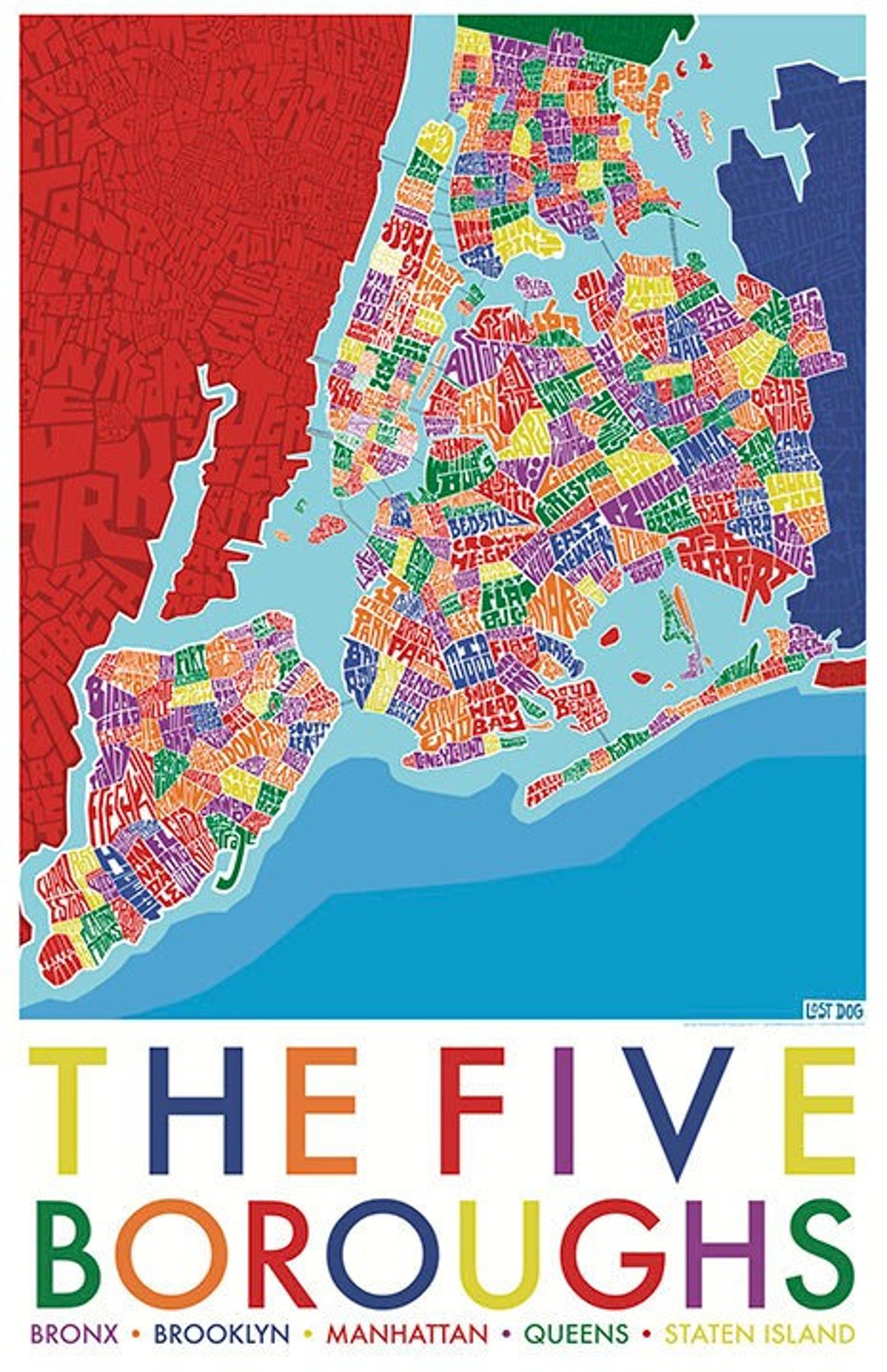 5 Borough Neighborhood Type Map - Etsy