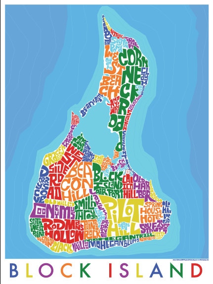 Block Island Type Map - Etsy