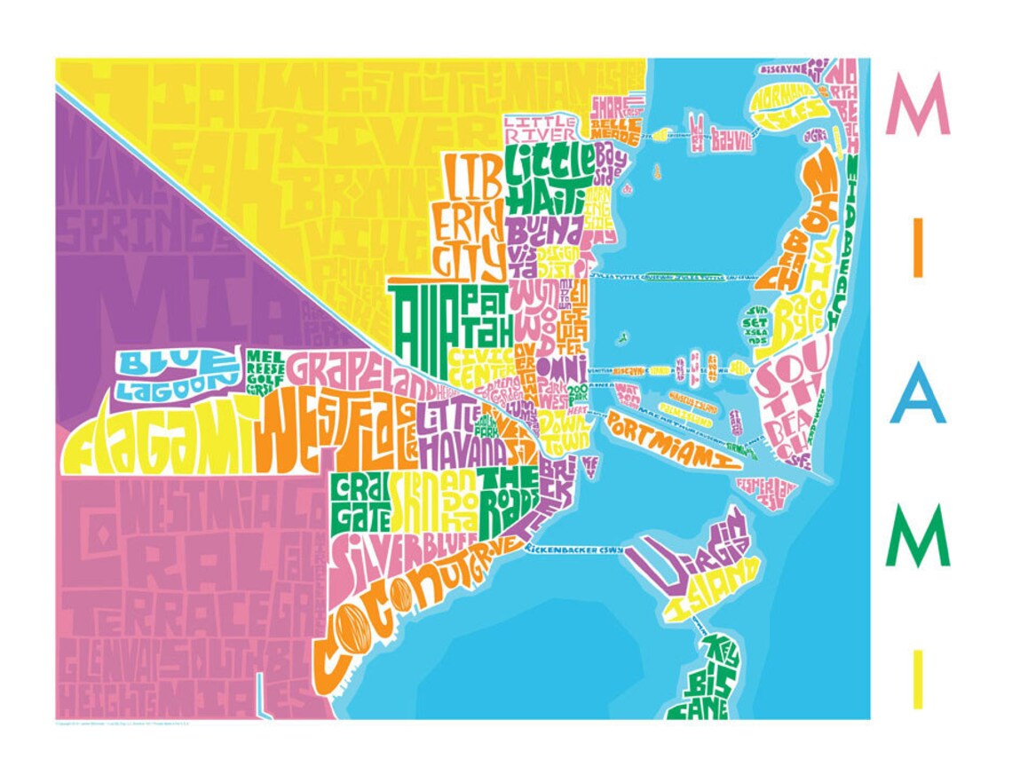 Miami Type Map - Etsy
