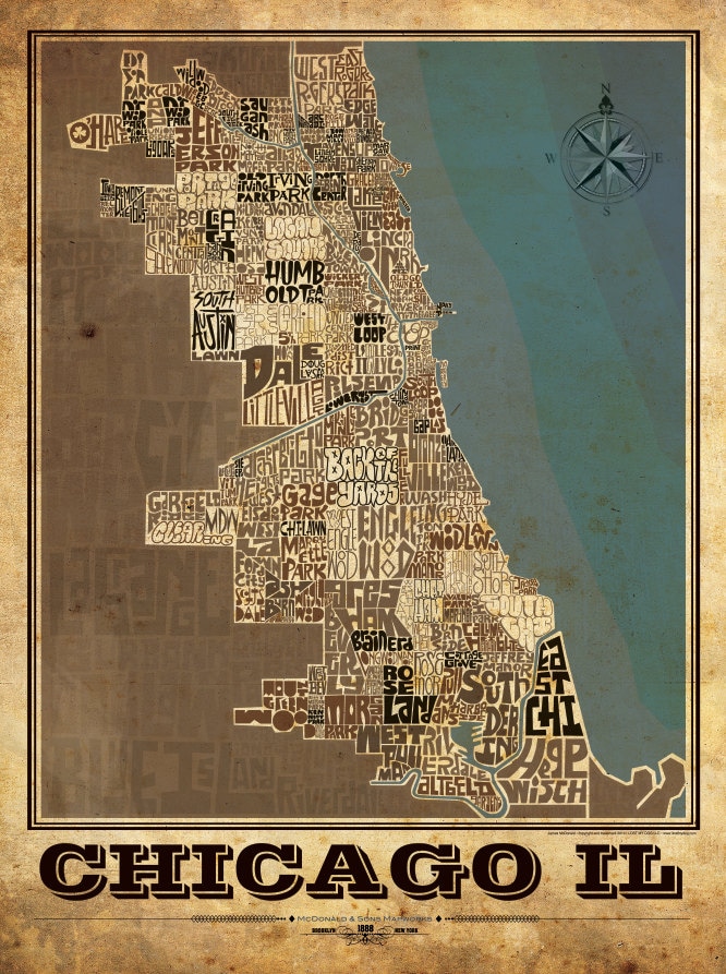 Chicago Type Map - Etsy