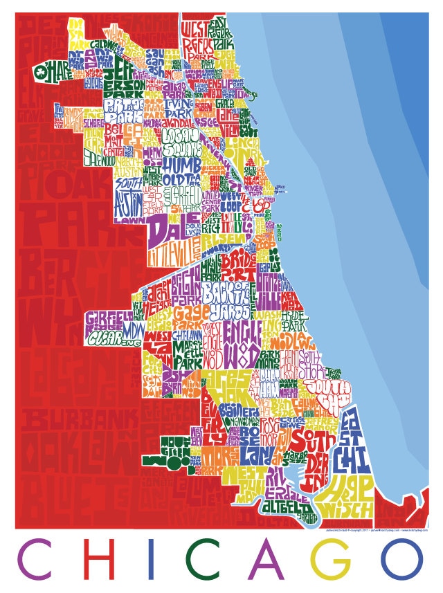Chicago Type Map - Etsy