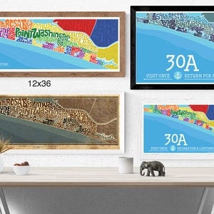 30A Florida Type Map - Etsy