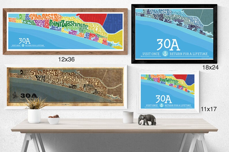 30A Florida Type Map - Etsy