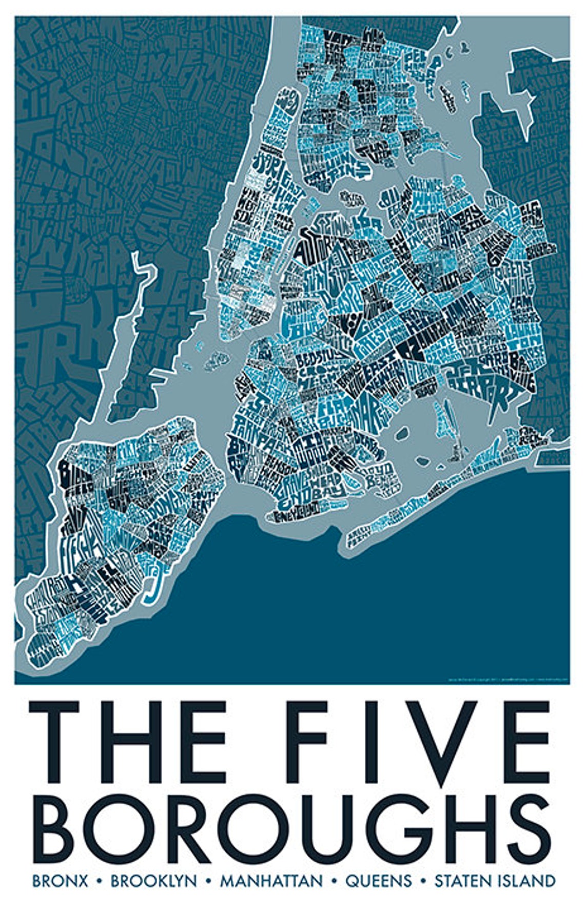 5 Borough Neighborhood Type Map - Etsy
