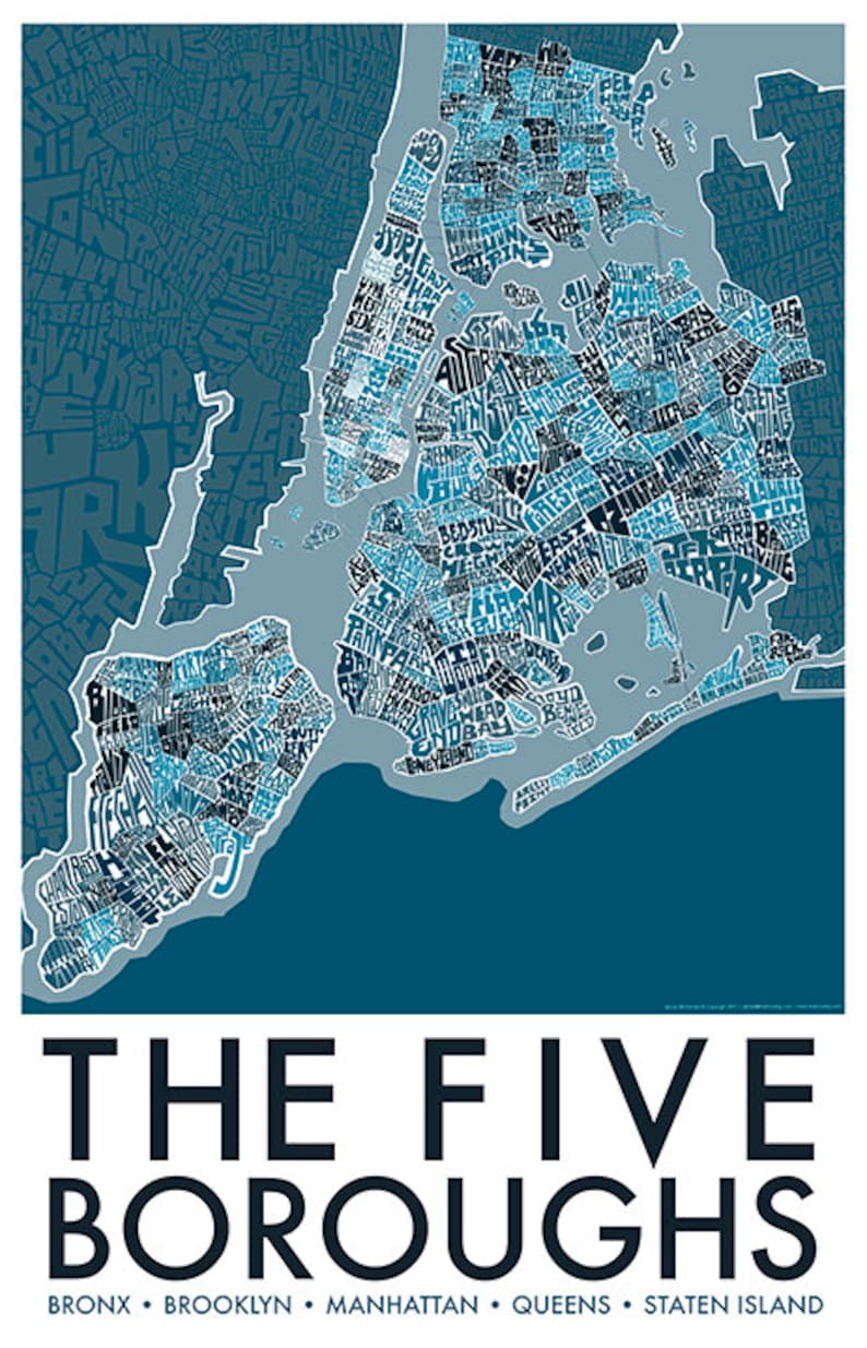 5 Borough Neighborhood Type Map - Etsy