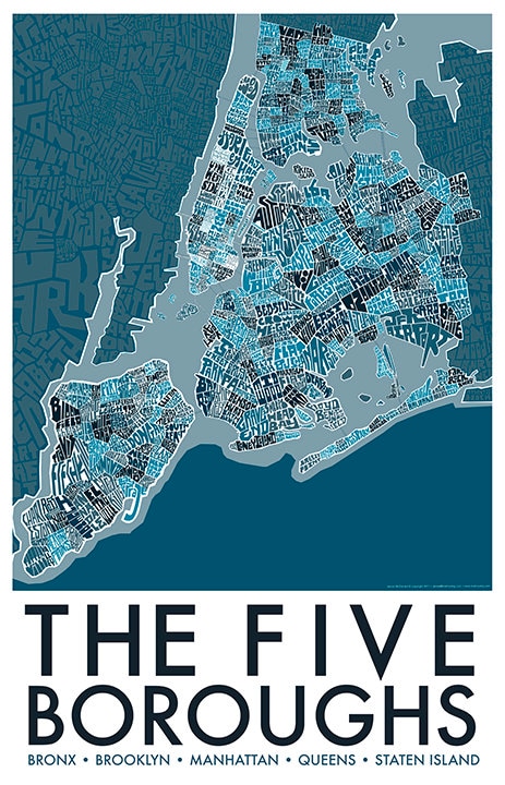 5 Borough Neighborhood Type Map - Etsy