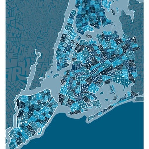New York City 5 Boro Type Map With Custom Colors or Neighborhoods - Etsy