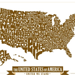 United States Type Map - Etsy