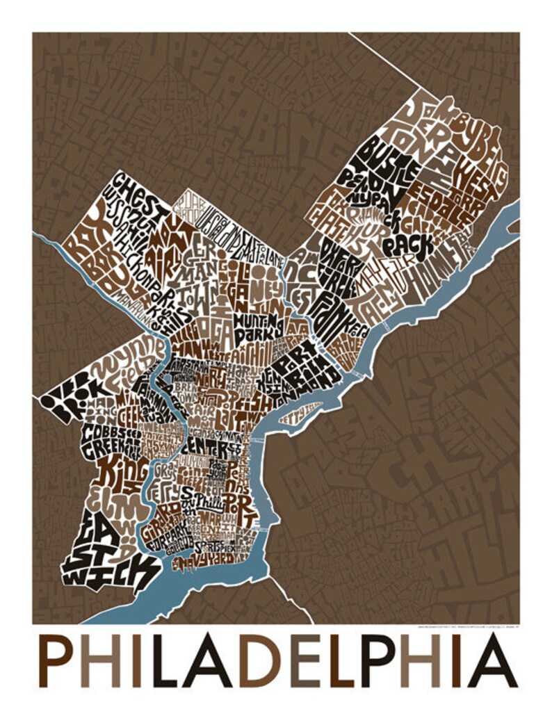 Philadelphia Type Map - Etsy
