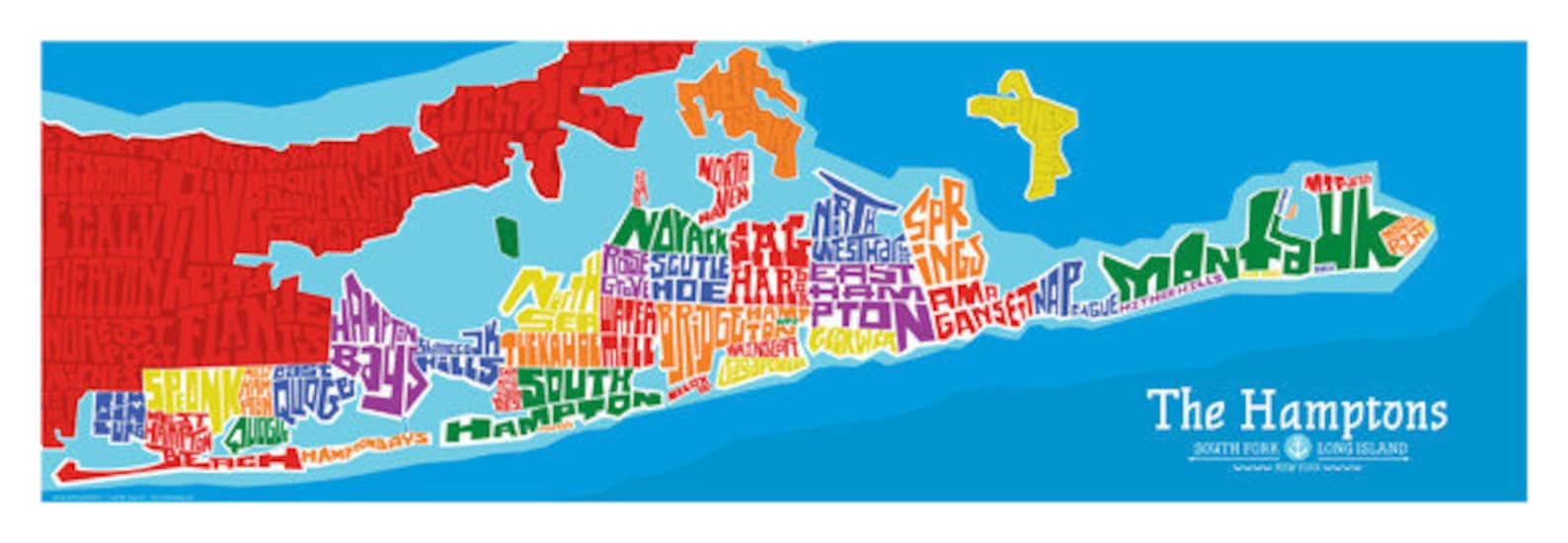 The Hamptons Type Map - Etsy